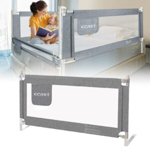 kcret bed rail for toddlers,upgraded infants safety bed guardrail with breathable fabric for twin, double, full-size queen & king mattress (74.8"×30”, gray)