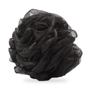 sihuuu black loofah sponge - premium bamboo charcoal fiber shower sponge - durable three-knot design - hanging string for easy storage - ideal for men and women (1 pack, black)