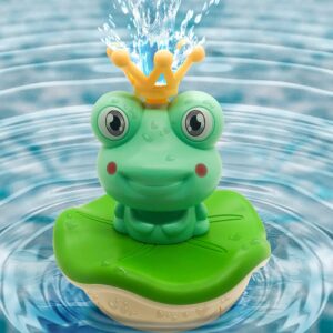 artcreativity frog bath sprinkler toy set, includes 1 frog fountain, 4 nozzles, and 1 ball, battery-operated bathtub and swimming pool toy for kids, great gift for boys and girls ages 3 and up