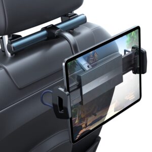 apps2car tablet holder for car headrest, ipad holder for car back seat, adjustable gooseneck arm & 360° rotation fit for ipad pro air mini/samsung tabs/kindles or other 4.7-12.9” devices