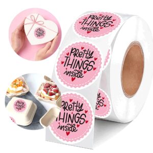 pretty things inside stickers-round pink small business thank you for shopping stickers with hearts-2 inch holiday thank you package stickers 500 adhesive something sweet sticker for envelop seals