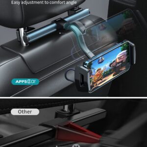 APPS2Car Tablet Holder for Car Headrest, iPad Holder for Car Back Seat, Adjustable Gooseneck Arm & 360° Rotation Fit for iPad Pro Air Mini/Samsung Tabs/Kindles or Other 4.7-12.9” Devices