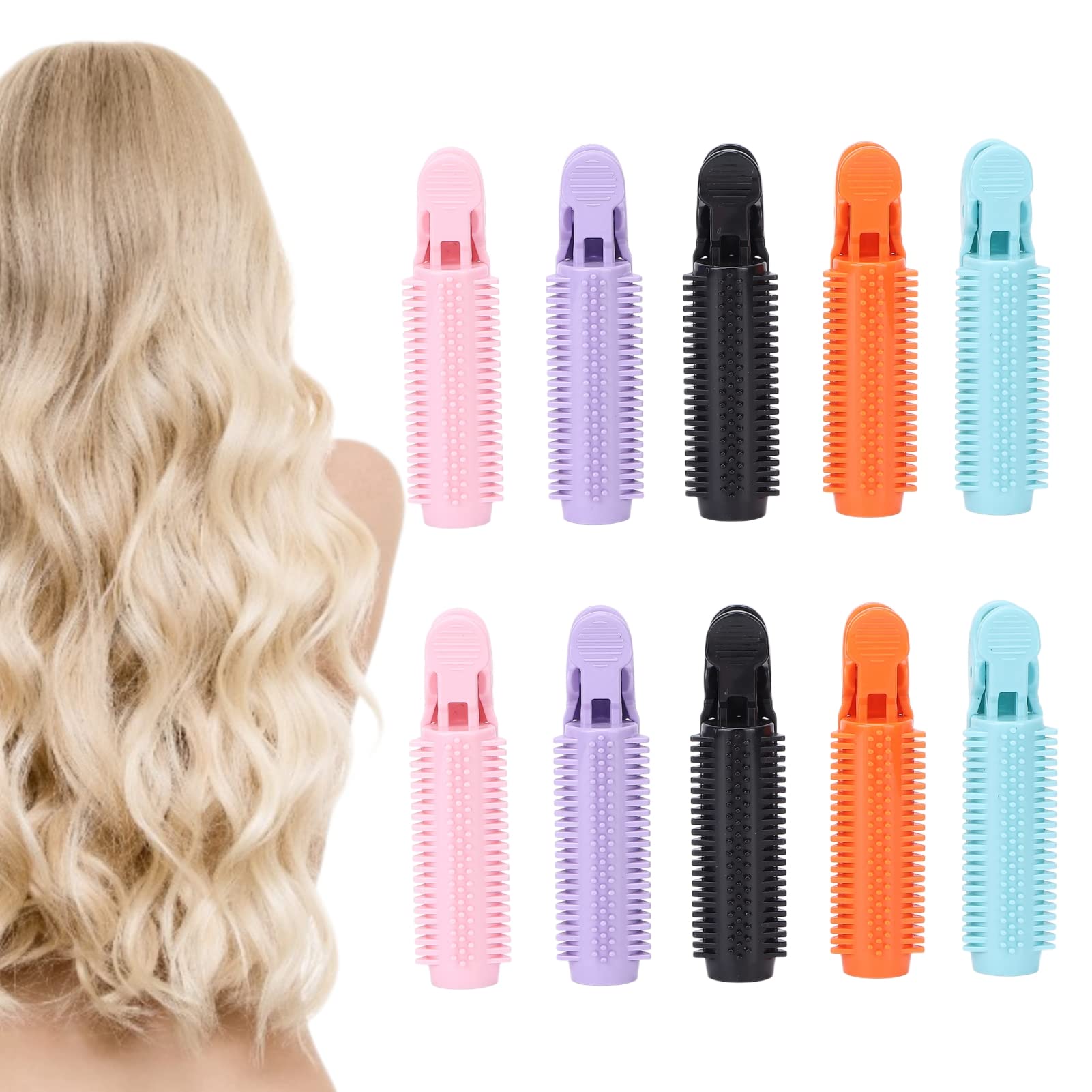 FILFEEL Volumizing Hair Curling Tools - 10pcs Root Clips, Spiral Clamps for Natural DIY Curly Hairstyling