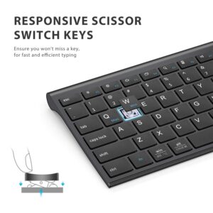 iClever Bluetooth Keyboard, DK03 Wireless Keyboard Multi-Device Keyboard, Dual Mode (Bluetooth 4.2 + 2.4G) Ultra Slim Full Size Keyboard for Mac, iPad, Apple, Connect Up to 3 Devices (Black)