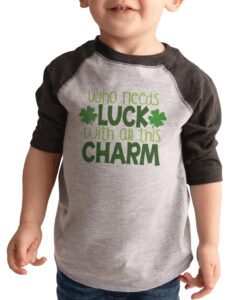 7 ate 9 apparel kid's st. patrick's day shirts - who needs luck grey shirt 2t