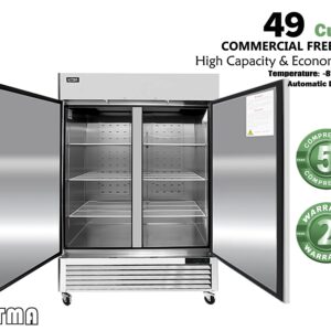 KITMA 2 Door Commercial Freezer 54" Commercial Reach-in Freezer Cooler, Commercial Fridge with LED Lighting, 49 Cu. Ft