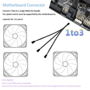 3 Way 4 Pin PWM Fan Splitter,Adapter Cable Sleeved Braided Y Splitter PC 4 Pin Fan Extension Power Cable Fan Header Splitter，Converter for Computer ATX Case Cooling Fan Cable(1to3-5p)