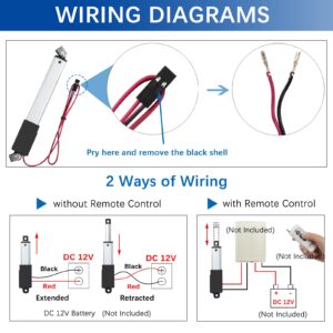 JQDML 1.2 Inch 1.2" Stroke 1.44lbs/6.4N Micro Linear Actuator 12V Speed 6"/sec with Mounting Brackets,for Robotics, Home Automation