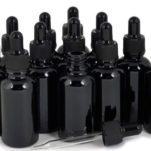 Vivaplex, 12, Black, 1 oz Glass Bottles, With Glass Eye Droppers