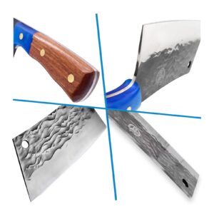 ZENG JIA DAO Cleaver Knife - Forged Chinese Kitchen Chef Knife 7 Inch, Blue Resin Handle, High Carbon Stainless, Ergonomic Handle, Chef gift