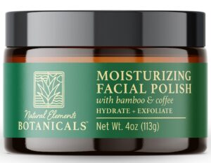 natural elements botanicals moisturizing facial polish, gentle face scrub, 2-in-1 facial scrub, hydrating & exfoliating face scrub, facial exfoliator w/bamboo & coffee, 2 oz