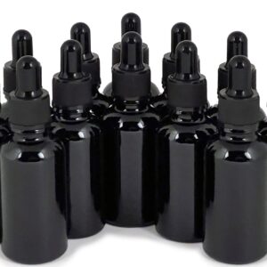 Vivaplex, 12, Black, 1 oz Glass Bottles, With Glass Eye Droppers