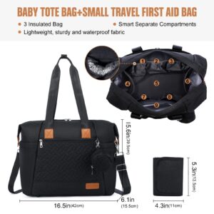 LOVEVOOK Baby Diaper Bag, Multifunction Baby Bags with Changing Pad & Insulated Pockets, Waterproof Design and Stylish, Perfect for Mom and Dad, Black