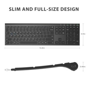 iClever Bluetooth Keyboard, DK03 Wireless Keyboard Multi-Device Keyboard, Dual Mode (Bluetooth 4.2 + 2.4G) Ultra Slim Full Size Keyboard for Mac, iPad, Apple, Connect Up to 3 Devices (Black)