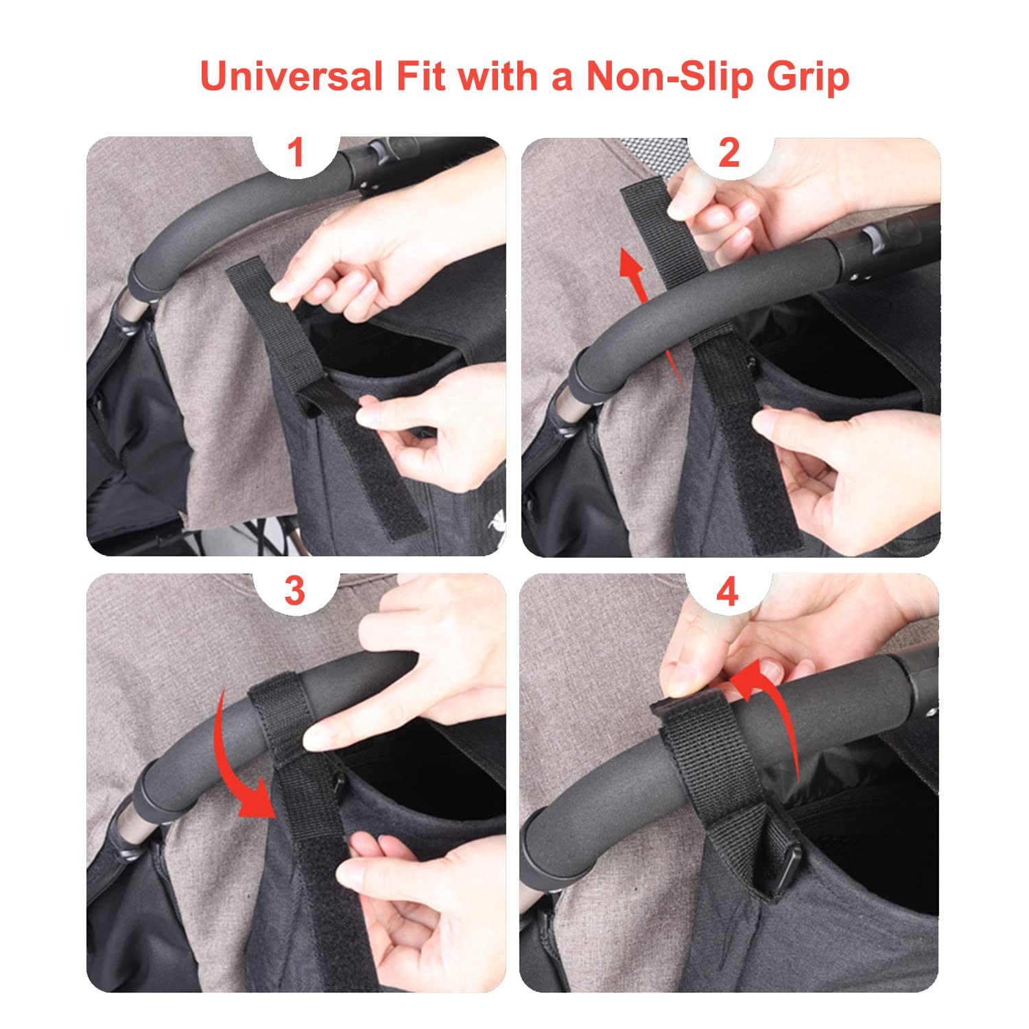 DJCLADUO Universal Stroller Organizer Bag with Insulated Cup Holder- Detachable Zippered Bag & Adjustable Strap, Fits for All Baby Stroller Models