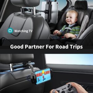 APPS2Car Tablet Holder for Car Headrest, iPad Holder for Car Back Seat, Adjustable Gooseneck Arm & 360° Rotation Fit for iPad Pro Air Mini/Samsung Tabs/Kindles or Other 4.7-12.9” Devices