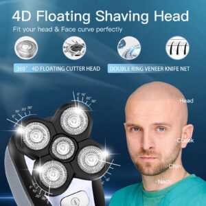 Head Shaver for Bald Men,Electric Razor for Mens Shaver Cordless,5 in 1 Waterproof Wet Dry Mens 5 Heads Electric Razor for Head Face Shaving,USB Facial Man Rotary Shaver Face Hair Rechargeable