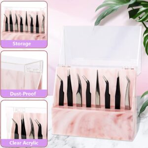 Tweezer Holder Stand for Eyelash Extensions Lash Tweezer Stand with Cover 8 Slots Lash Extension Organizers And Storage for Salon and Home Use