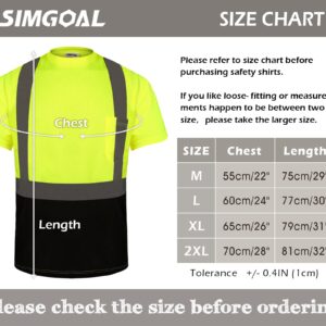 SIMGOAL High Visibility Short Sleeve Safety Shirt,3 Packs Yellow&Black,XXL,Breathable Unisex 360°Reflectivity Short Sleeve T Shirt with Front Pocket for Work Volunteer Guard Construction,Fast Dry