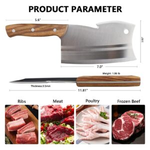 ZENG JIA DAO Meat Cleaver Butcher Knife Bone Cutter Multi-Purpose Dual Edges Heavy Duty Kitchen Chopping Knife for Meat Cutting Chinese Chefs KnifeHandle 2023 Gift