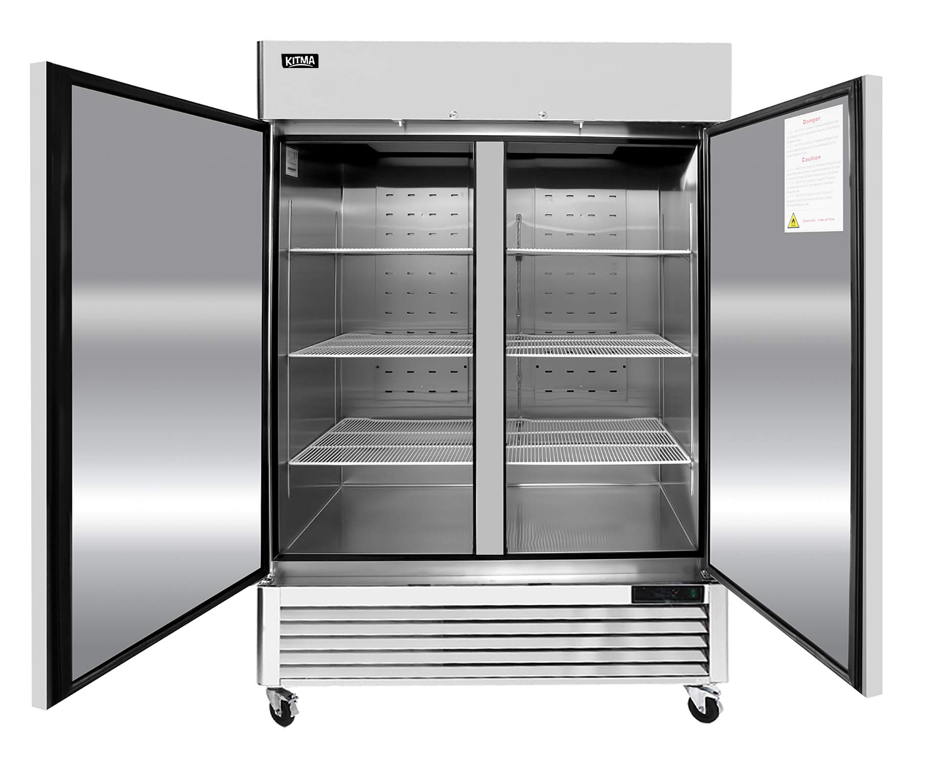 KITMA 2 Door Commercial Freezer 54" Commercial Reach-in Freezer Cooler, Commercial Fridge with LED Lighting, 49 Cu. Ft