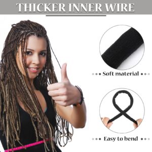 6 Pieces Iron Wire Embedded Hair Ties for Women & Men - Spiral Bendable Loc Holders for Thick Curly Hair (Black)