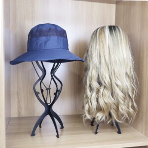 PIESOYRI Tall Wig Stands, High Wig Holders for Long Wigs, 19.7", Portable Collapsible Wig Stands for Storage, Display (2 Count-Pack)