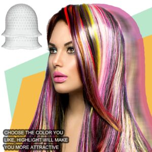 2 Pcs Hair Coloring Highlighting Cap Reusable Silicone Highlight Cap Pull Through Caps for Hair Coloring Frosting Cap with Hook Hair Dye Cap with Holes Hair Salon Tools Hairdressing Highlighting Kit