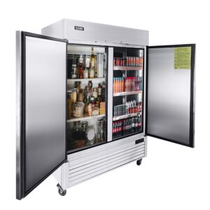 KITMA 2 Door Commercial Freezer 54" Commercial Reach-in Freezer Cooler, Commercial Fridge with LED Lighting, 49 Cu. Ft