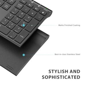 iClever Bluetooth Keyboard, DK03 Wireless Keyboard Multi-Device Keyboard, Dual Mode (Bluetooth 4.2 + 2.4G) Ultra Slim Full Size Keyboard for Mac, iPad, Apple, Connect Up to 3 Devices (Black)