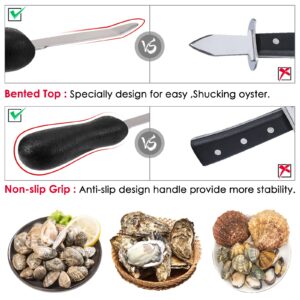 TRUSBER Oyster Shucking Knife, 304 Stainless Steel Oyster Shucker Knife with Oyster Shucking Glove, Non-Slip Handle Oyster Opener for Oyster Shucking