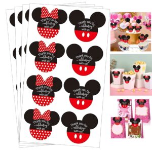 mouse stickers vinyl chalkboard stickers 2.38 x 2in thank you stickers mouse head stickers-200 pcs pvc stickers for envelope seals birthday party baby shower decor