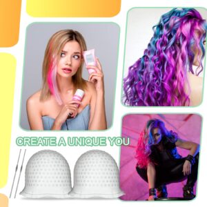 2 Pcs Hair Coloring Highlighting Cap Reusable Silicone Highlight Cap Pull Through Caps for Hair Coloring Frosting Cap with Hook Hair Dye Cap with Holes Hair Salon Tools Hairdressing Highlighting Kit