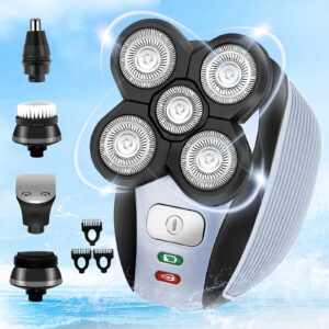 head shaver for bald men,electric razor for mens shaver cordless,5 in 1 waterproof wet dry mens 5 heads electric razor for head face shaving,usb facial man rotary shaver face hair rechargeable