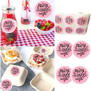 Pretty Things Inside Stickers-Round Pink Small Business Thank You for Shopping Stickers with Hearts-2 Inch Holiday Thank You Package Stickers 500 Adhesive Something Sweet Sticker for Envelop Seals