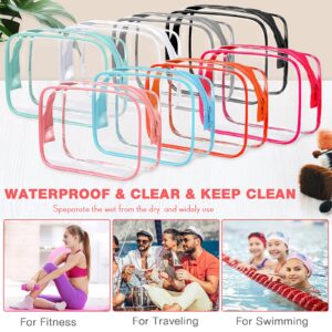 Reginary 16 Pack Clear Cosmetic Bag, Transparent Toiletry Bag Travel Pouch with Zipper Makeup Cosmetic Bag for Women Men Traveling Vacation Organization Business Trip Home, 8 Colors