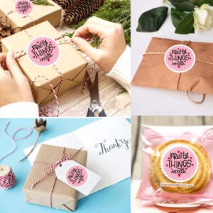 Pretty Things Inside Stickers-Round Pink Small Business Thank You for Shopping Stickers with Hearts-2 Inch Holiday Thank You Package Stickers 500 Adhesive Something Sweet Sticker for Envelop Seals