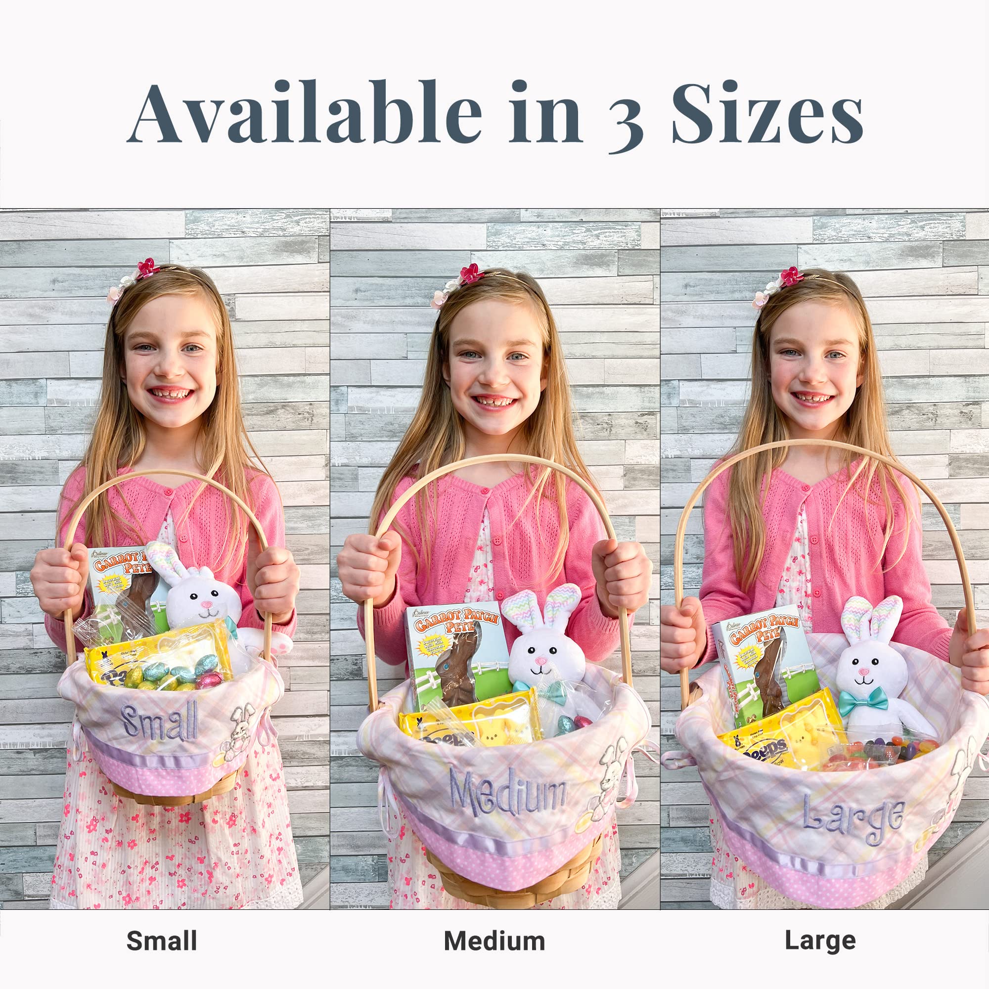 Let's Make Memories Personalized Easter Basket - Create Your Own - Wicker Basket - Embroidered Liner - Large - Blue Bunny Applique