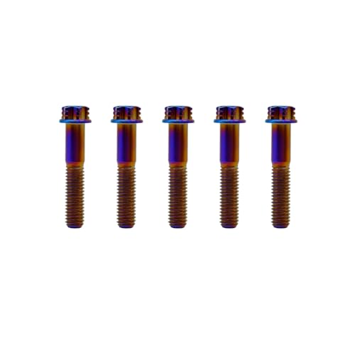 RISON Titanium Bolts M10*1.25 * 35 Torx Titanium Bolts for Motorcycles Hex Head Dual Drive Burnt Blue Titanium Flange Bolt Pack of 5