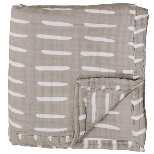 Mebie Baby Muslin Quilt, Grey Dash, 100% Muslin Cotton Baby Blankets for Girls and Boys, Muslin Baby Blanket for Newborns, Babies, Toddler, Soft Muslin Swaddle Blankets, 47"x47"