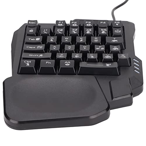 One Handed Gaming Keyboard, RGB Backlit 35 Keys Portable Mini Gaming Keypad with Wrist Rest Plug and Play Mechanical Gaming Keyboard for PC Mobile Game