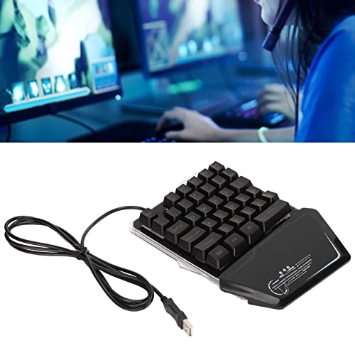 One Handed Gaming Keyboard, 35 Keys Portable Mini Gaming Keypad with Macro Recording Function Plug and Play Mechanical Gaming Keyboard for PC Mobile Game