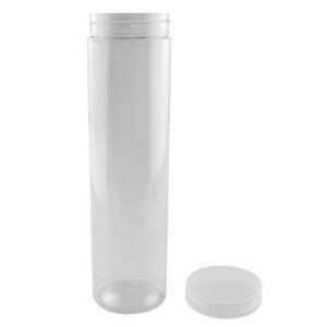 JCBIZ 6pcs 55x200mm Transparent Plastic Bottles Clear Can with Aluminium Lids for Liquids, Beads, Pins and Small Items