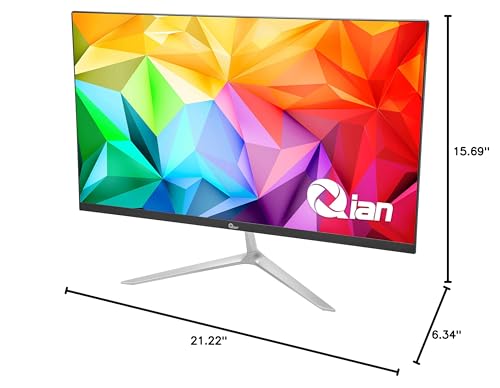 Qian 24” Frameless LED Anti-Glare PC Monitor, 1920x1080 FHD, 75Hz Refresh Rate, 6ms Response Time, 3000:1 Contrast Ratio, 16.7M Colors, 250cd/m2, 16:9, 178°, HDMI/VGA, 75x75mm VESA, Tilt, QM2382F