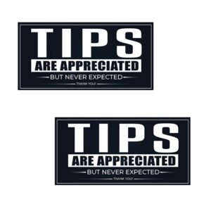 the.uniquegift.shop 2- pack 5x2.5in tips are appreciated but never expected thank you sticker (black, 2)