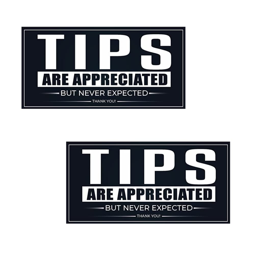 The.UniqueGift.Shop 2- Pack 5x2.5in Tips are Appreciated But Never Expected Thank You Sticker (Black, 2)