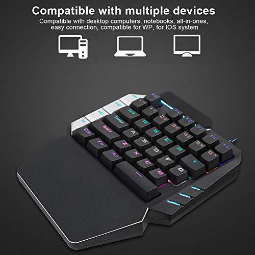 One-Handed Gaming Keyboard, 38 Keys Mechanical Numpad ​with LED Backlit, Gaming Keypad for PC Gamer, Wired USB Numeric Keypad, Portable Mini Number Pad