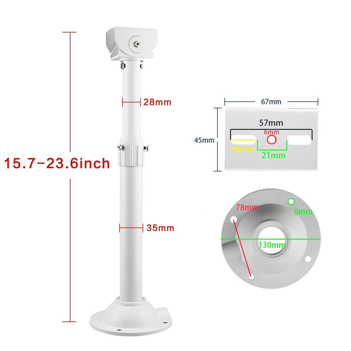 compcctv CCTV Security Camera Mount Bracket, Telescopic Adjustable Universal Camera Wall Mounting Bracket for CCTV Security Camera, I Type