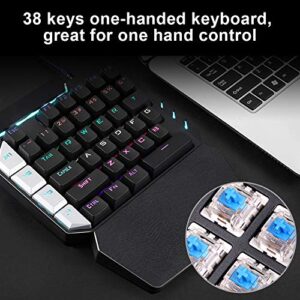 One-Handed Gaming Keyboard, 38 Keys Mechanical Numpad ​with LED Backlit, Gaming Keypad for PC Gamer, Wired USB Numeric Keypad, Portable Mini Number Pad