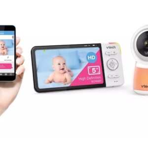 VTech RM5754HD RM5754HD Smart Wi-Fi 1080p Video Baby Monitor System with 5-in. Display, Night-Light, and Remote Access, White